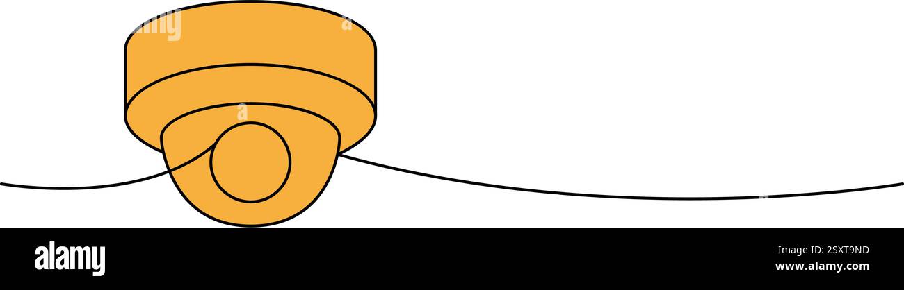 Fixed CCTV camera one line colored continuous drawing. Security ...