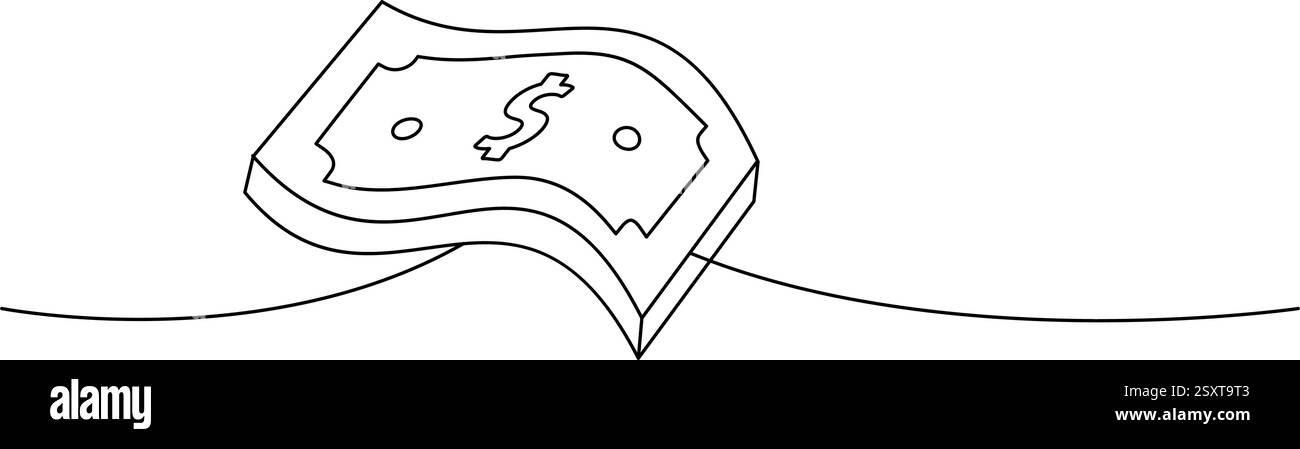 Dollar bills one line continuous drawing. Money investment and online ...