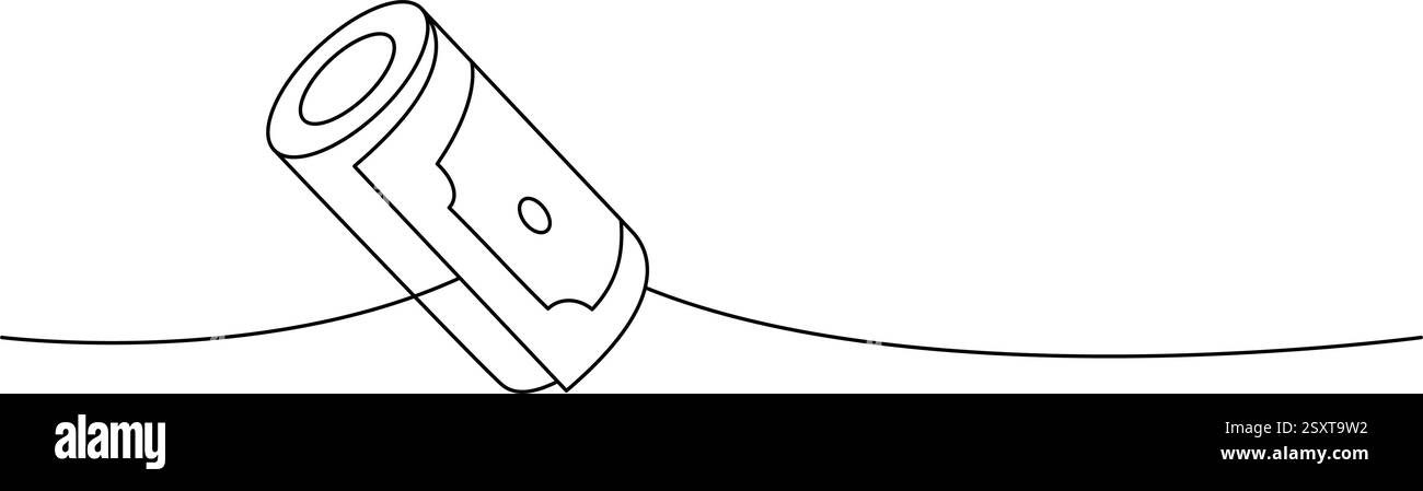 Roll of dollar banknotes one line continuous drawing. Money investment ...