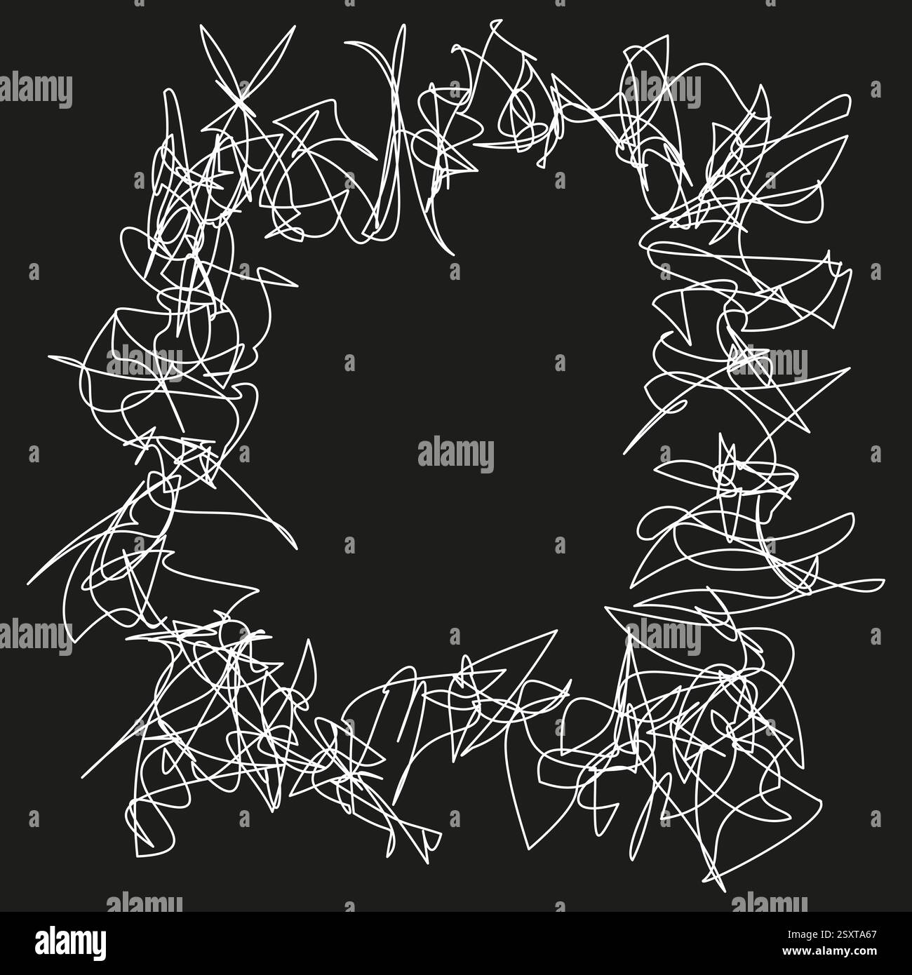 Chaotic scribble frame. Abstract tangled border. Hand drawn sketch ...