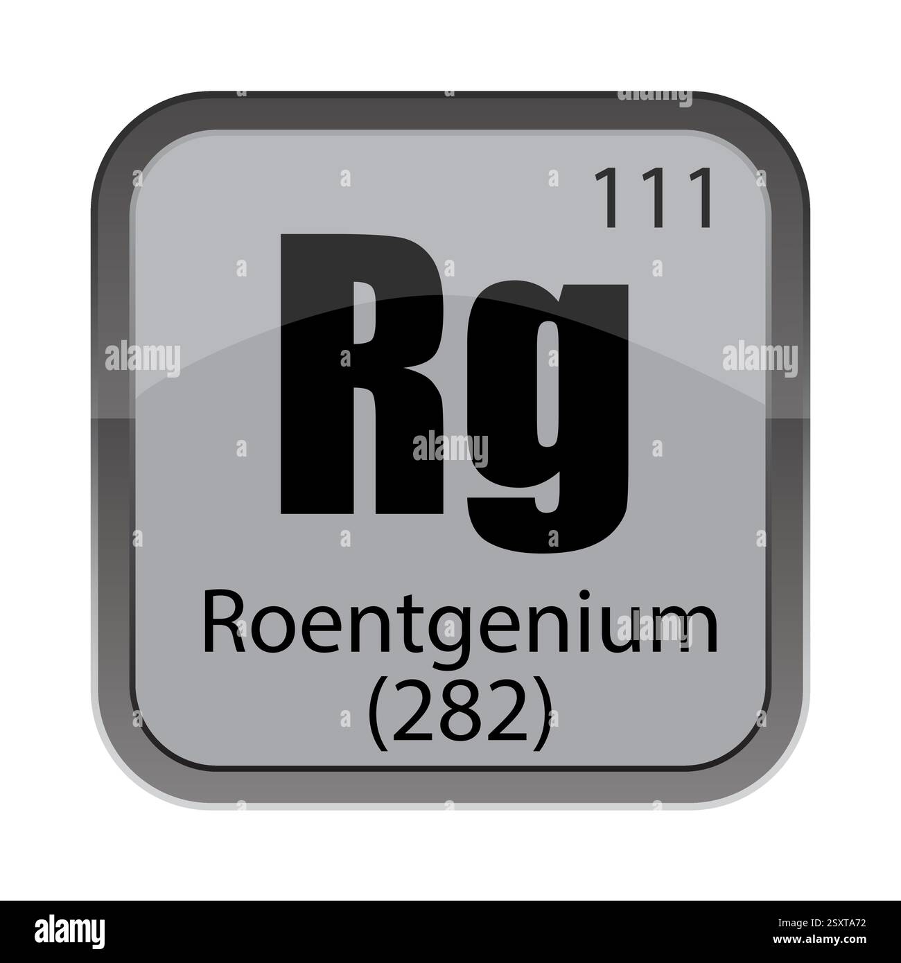 Roentgenium Rg block. Atomic number 111. One hundred eleven. Mass 282 ...