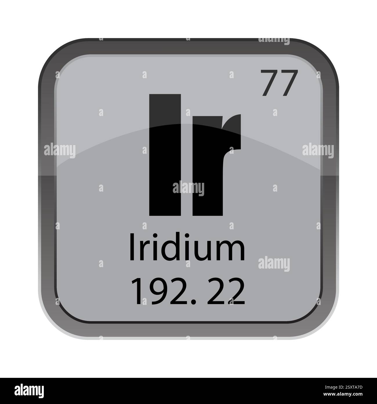Ir chemical tile. Seventy seven number. Iridium 192.22 text. Vector ...