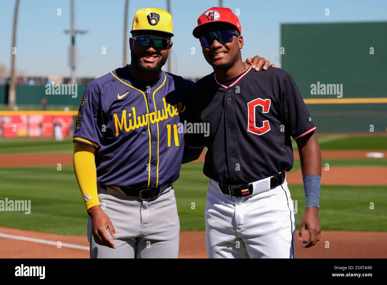 Milwaukee Brewers' Jackson Chourio, left, and his brother Cleveland ...