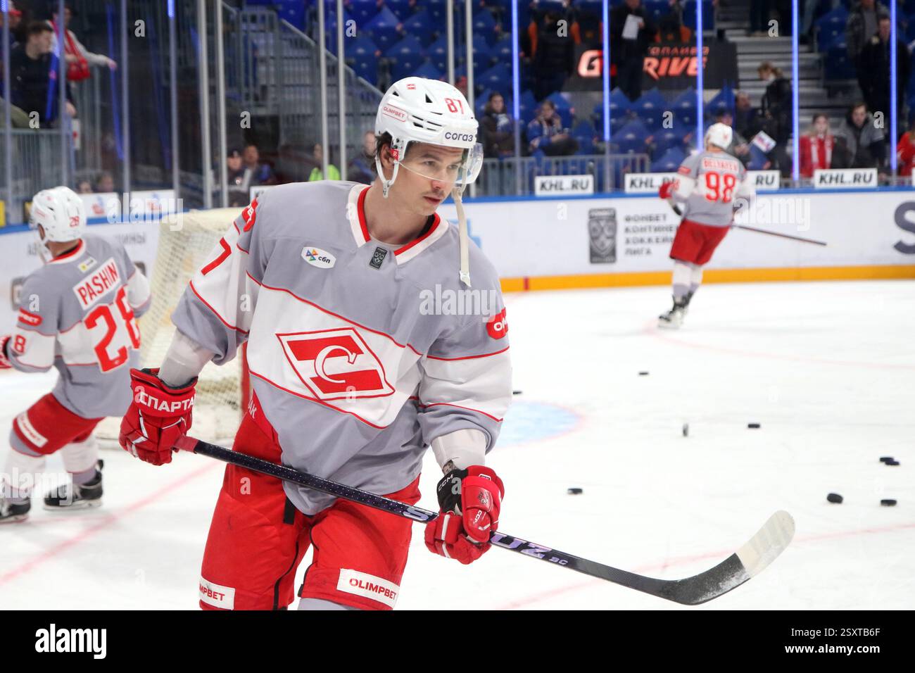 Nikolay Goldobin (87) of Spartak Hockey Club seen in action during the Hockey match, Kontinental ...