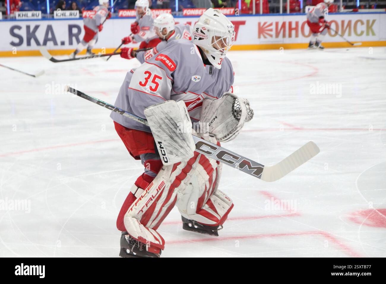 Yaroslav Kuzmenko (35) of Spartak Hockey Club seen in action during the ...