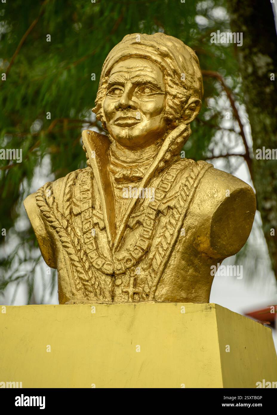 Golden bust in Veracruz Park, Xico Mexico Stock Photo - Alamy