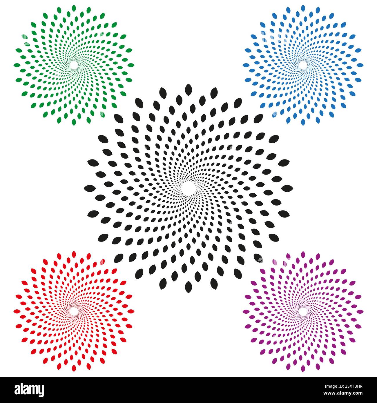 Colorful spiral design. Rotating dot pattern. Optical illusion art ...