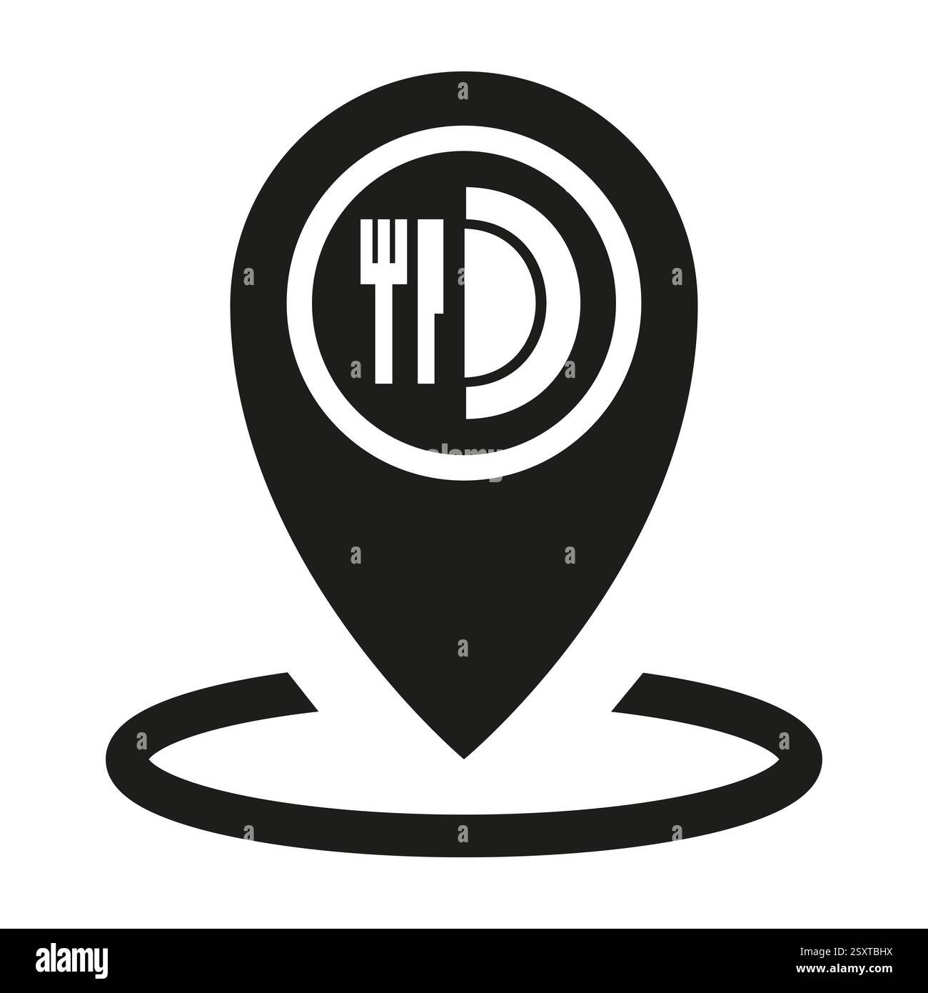 Restaurant location icon. Food service pin. Dining place marker. Vector ...