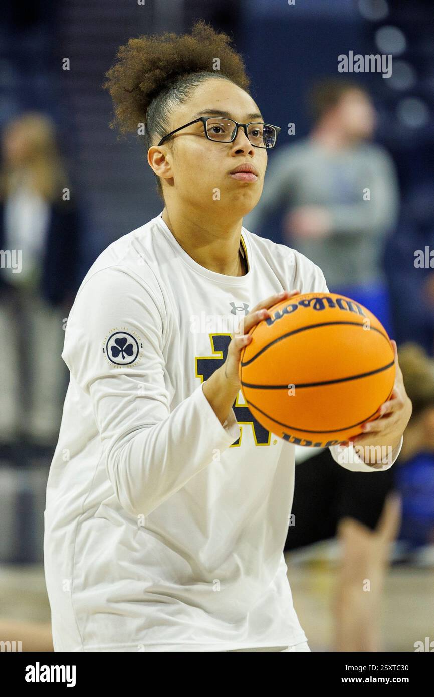 Notre Dame guard Olivia Miles (5) during pregame of an NCAA college ...