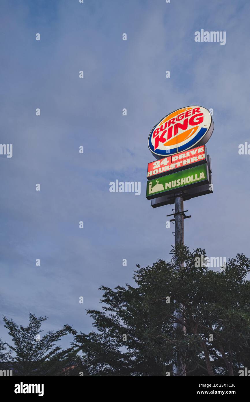 Balikpapan, Indonesia - Feb 22nd 2025. A low-angle Burger King sign ...