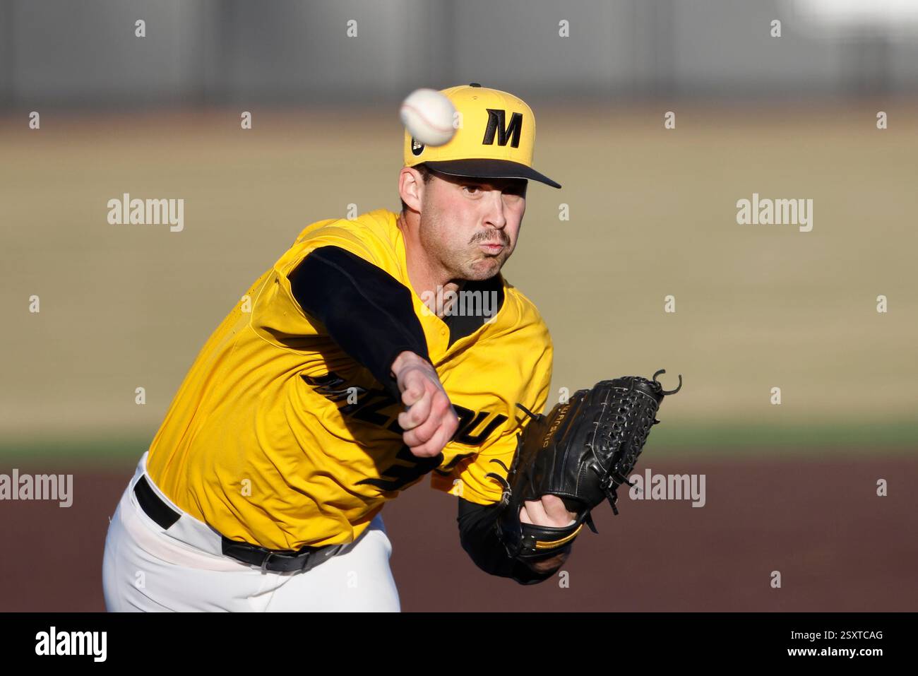 Missouri pitcher Kaden Jacobi delivers to a Lindenwood batter during an ...