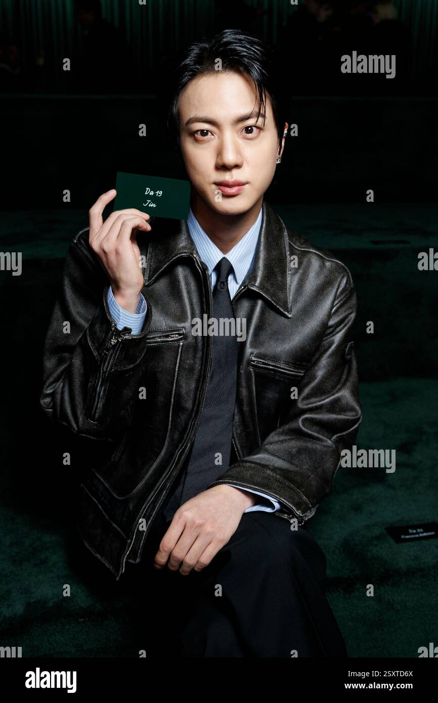 Jin attends GUCCI Autumn-Winter 2025 runway during Milan Fashion Week on February 2025 - Milan ...