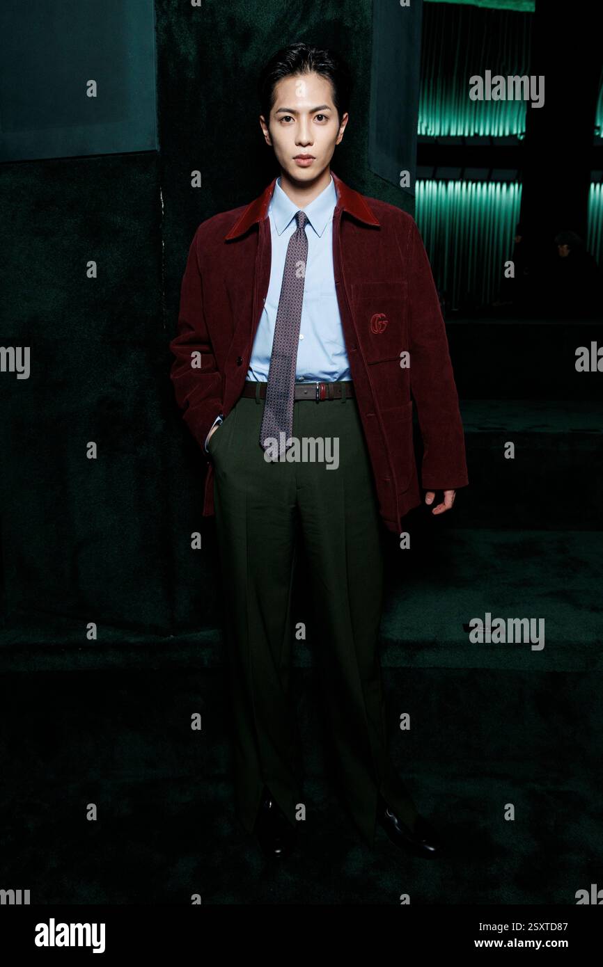 Jun Shison attends GUCCI Autumn-Winter 2025 runway during Milan Fashion ...