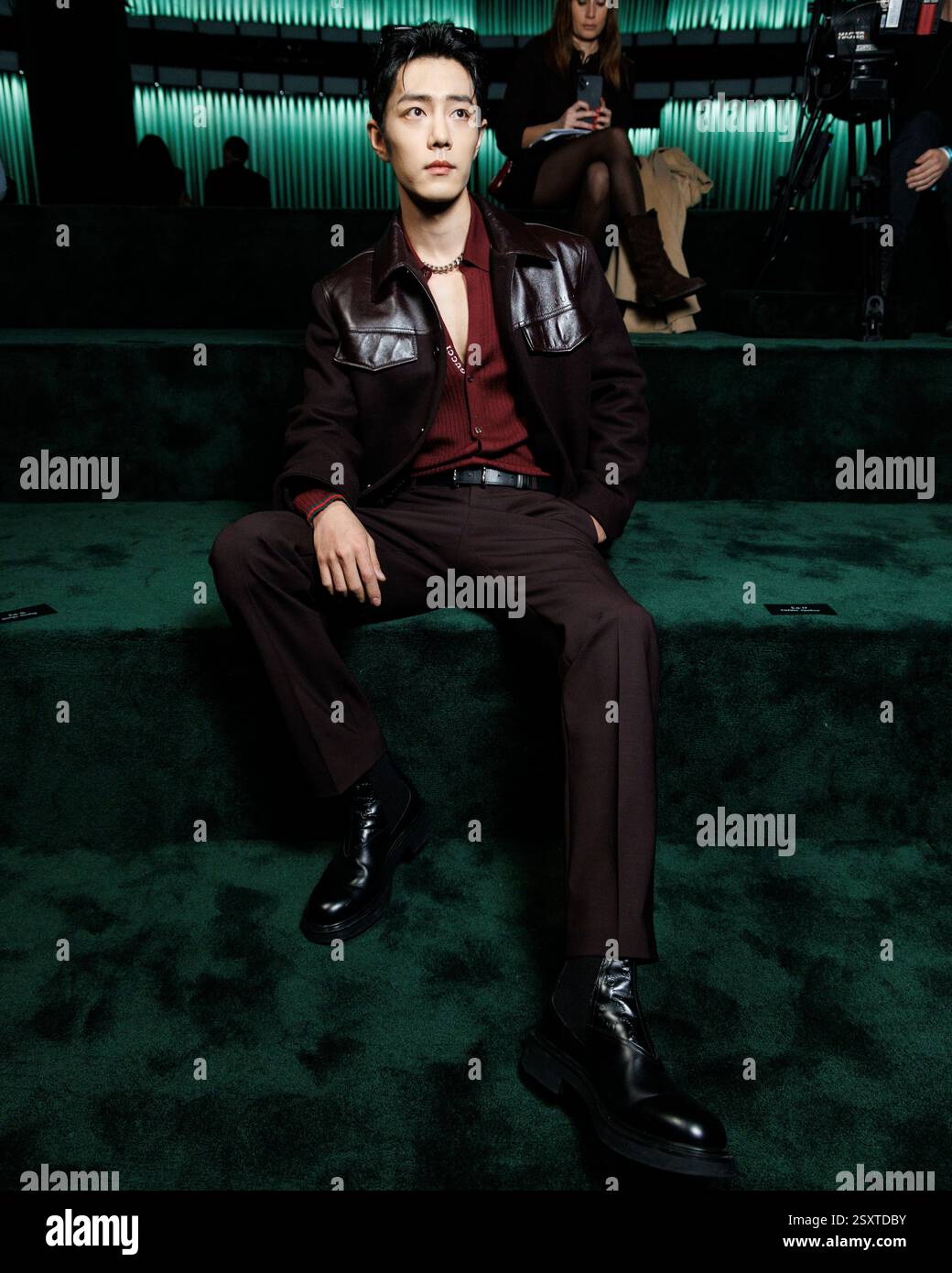 Xiao Zhan attends GUCCI Autumn-Winter 2025 runway during Milan Fashion Week on February 2025 ...