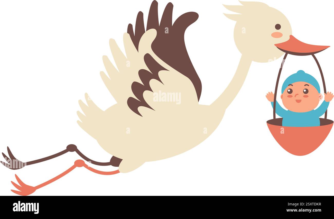 Baby Delivery Stork Flying Newborn Arrival Stock Vector Image & Art - Alamy