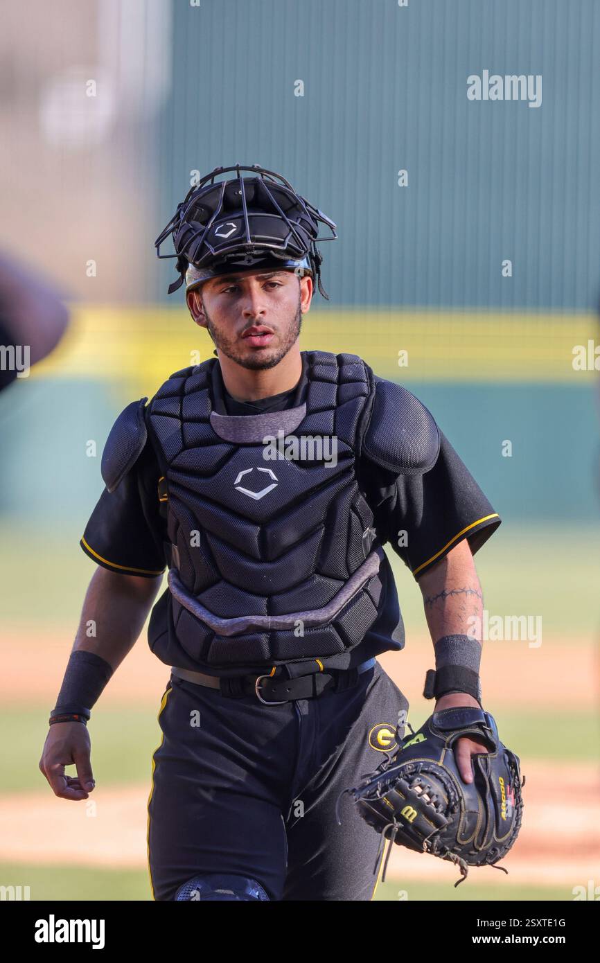 February 25, 2025: Chris Marcellus (28) Grambling catcher makes his way ...