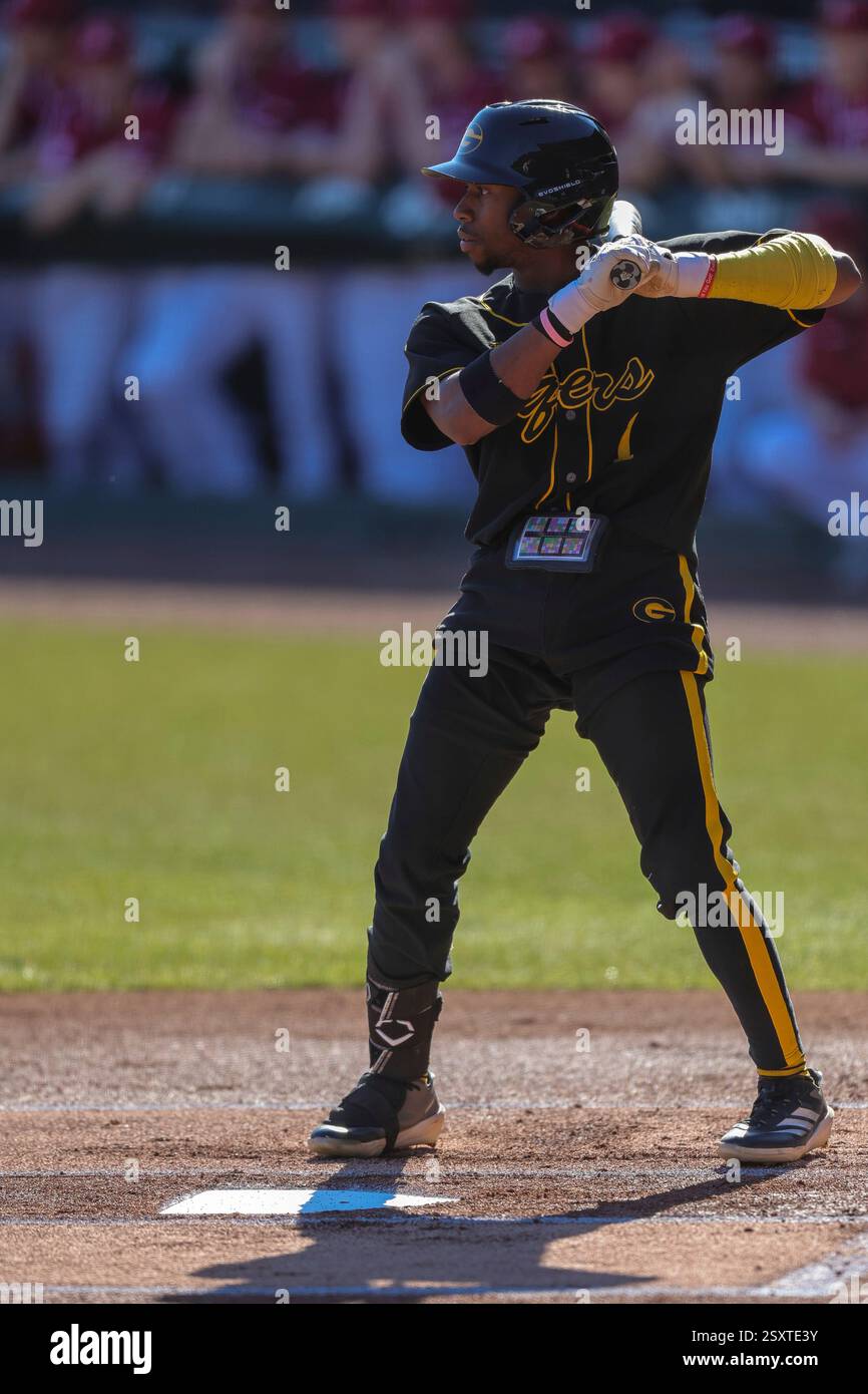 February 25, 2025: Martavius Thomas (1) Grambling outfielder stands at ...