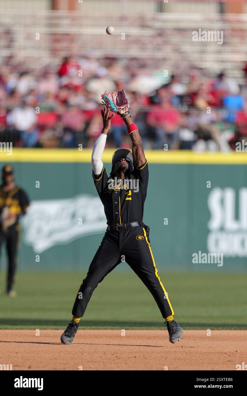 February 25, 2025: Tigers infielder Nyan Hayes (2) settles under a fly ...