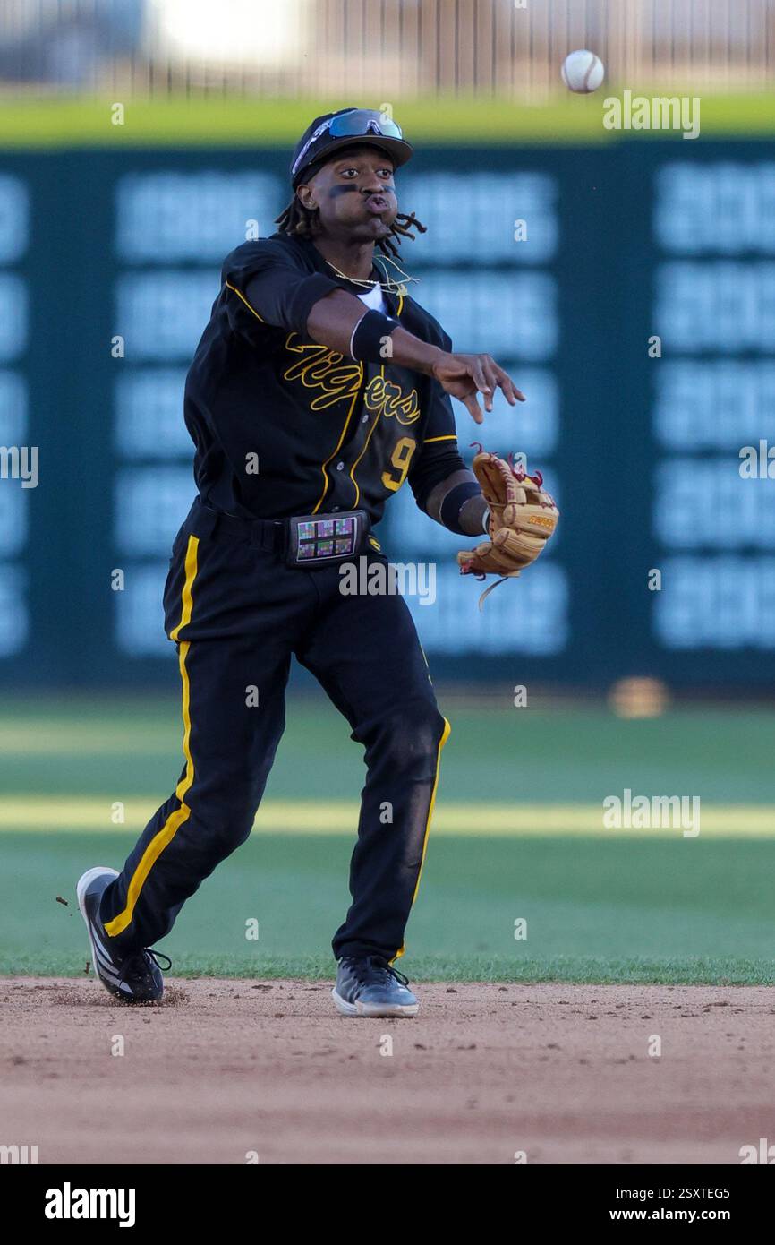 February 25, 2025: Tigers infielder Keanu Jacobs-Guishard (9) makes a ...