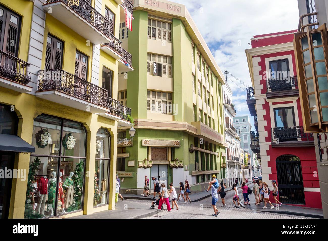 San Juan Puerto Rico,Viejo Old San Juan,Calle Tetuan,green Art Deco ...