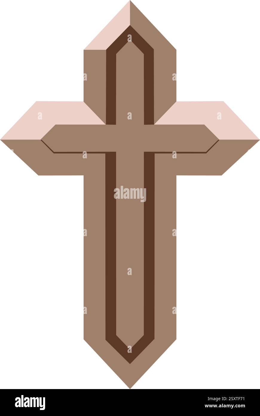 Baptism Cross Dark Brown Ornate Religious Symbol Stock Vector Image ...