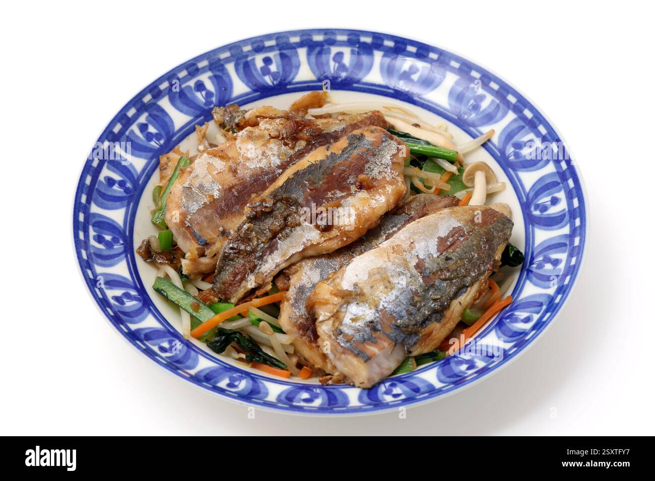 Japanese food, Saba no kabayaki, Soy sauce baked Mackerel in a plate on ...