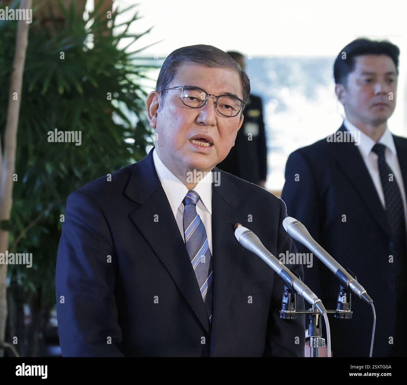 Japanese Prime Minister Shigeru Ishiba meets the press at the premier's ...