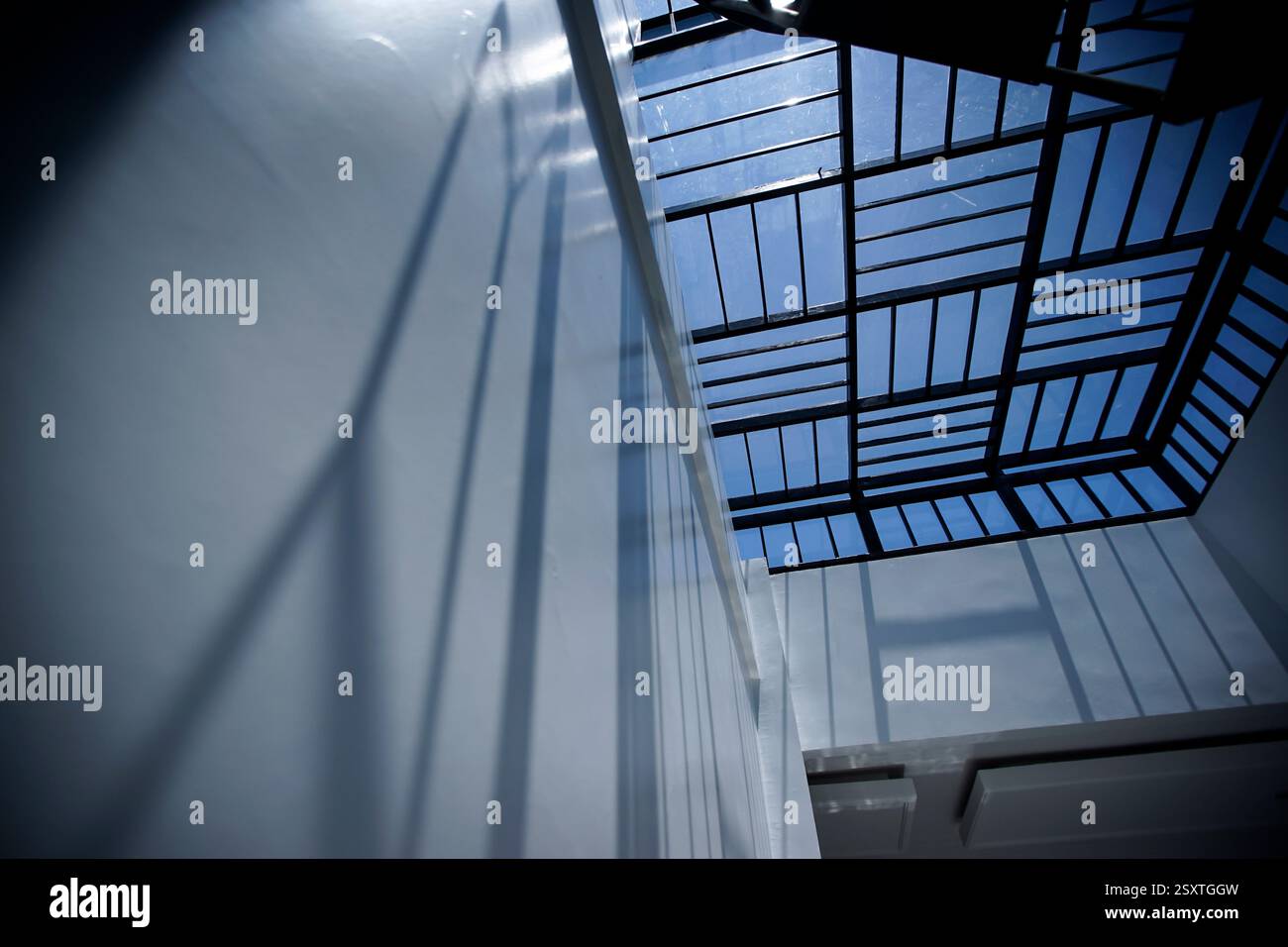 abstract roof made of iron and transparent glass Stock Photo - Alamy