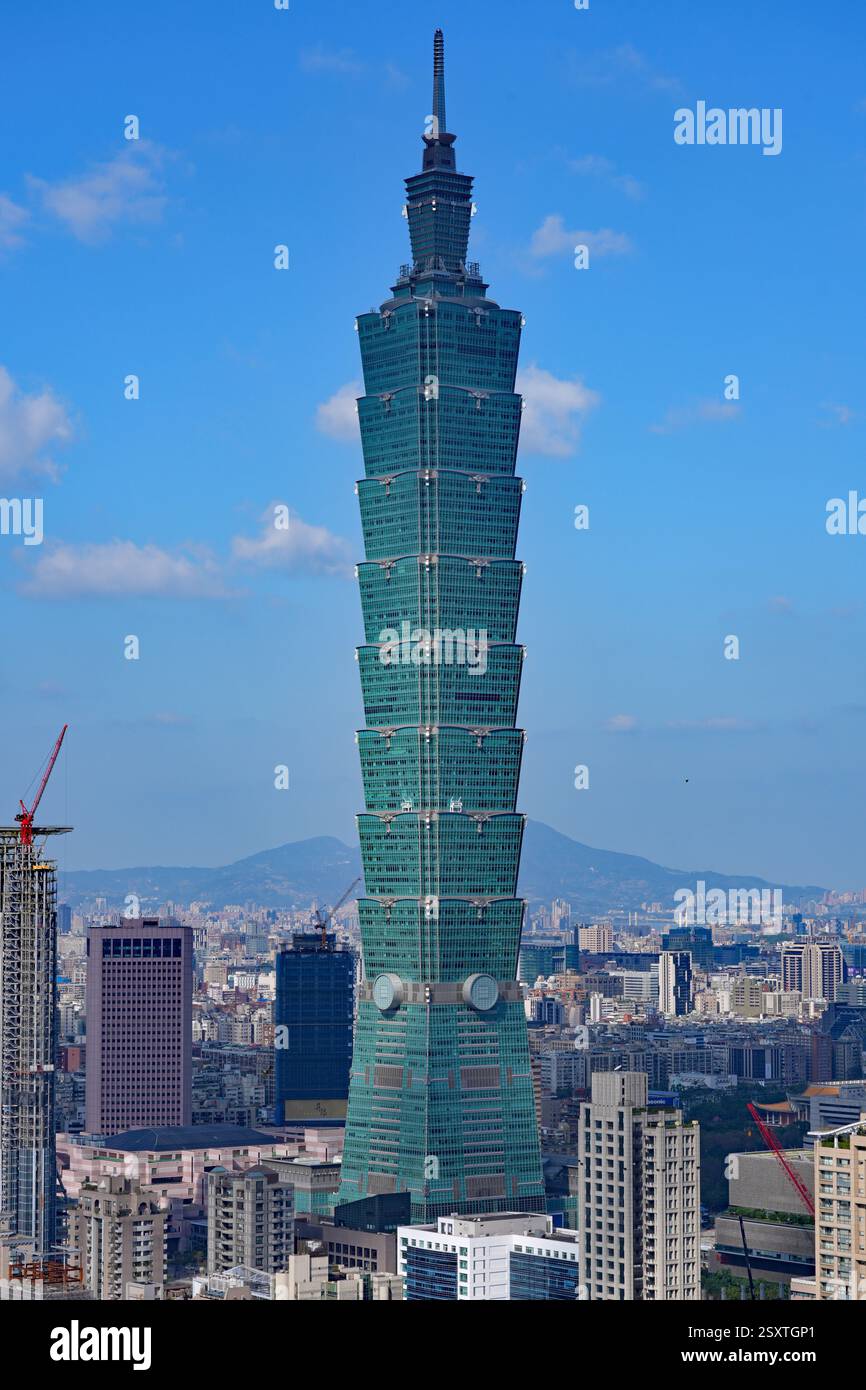 TAIPEI, TAIWAN -12 JAN 2025- Day view of Taipei 101 and other buildings ...