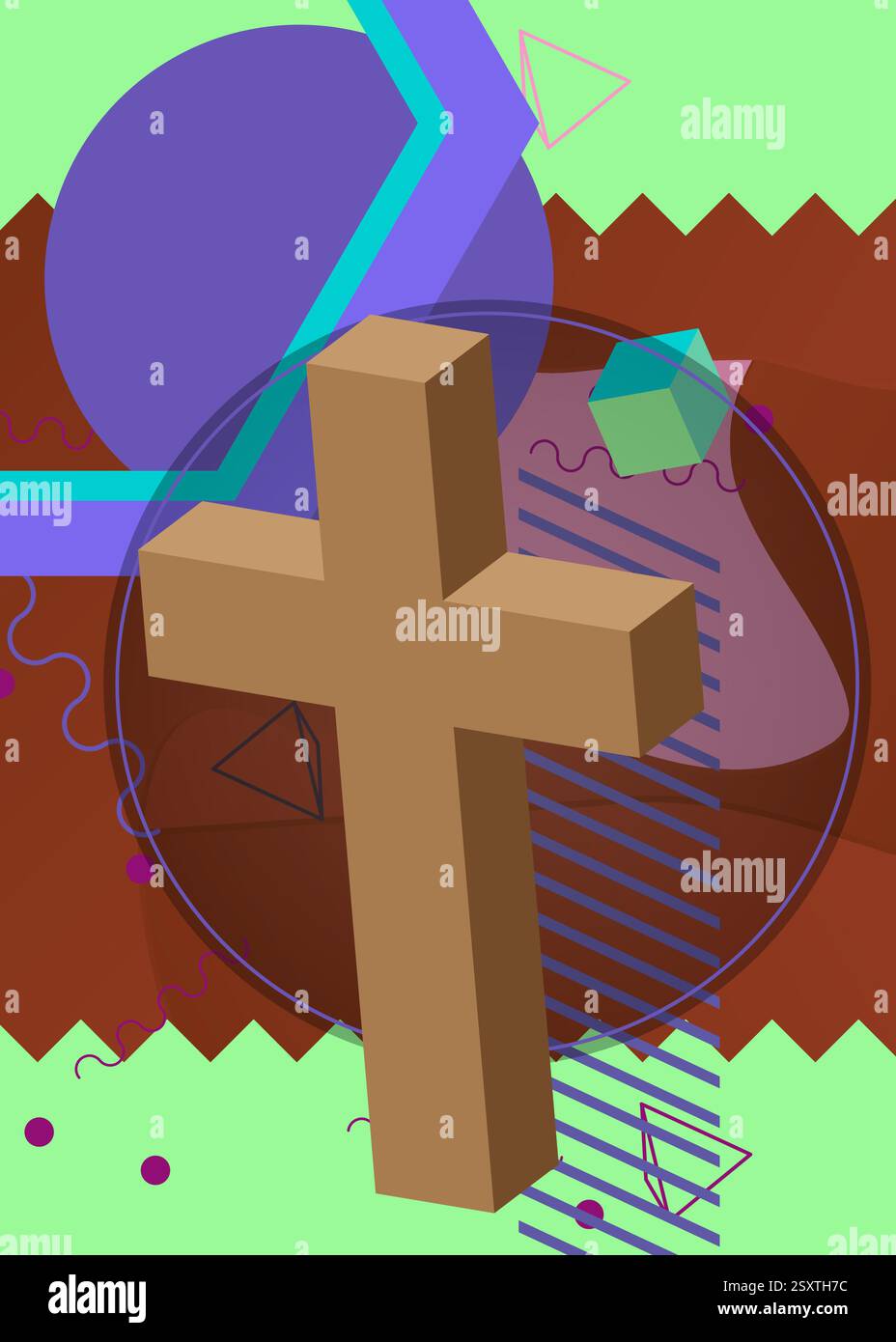 Religion cross, Crucifix geometrical graphic retro theme background ...