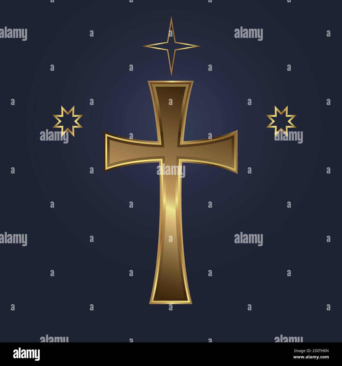 Holy cross with golden star, Premium holy cross icon, symbol for ...