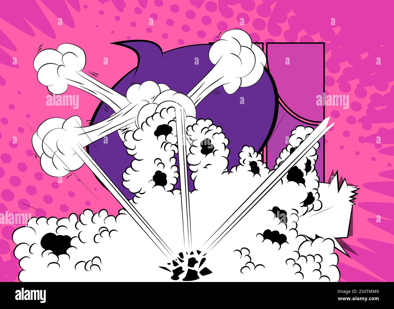 Cartoon purple and white background, comic book backdrop. Retro vector ...
