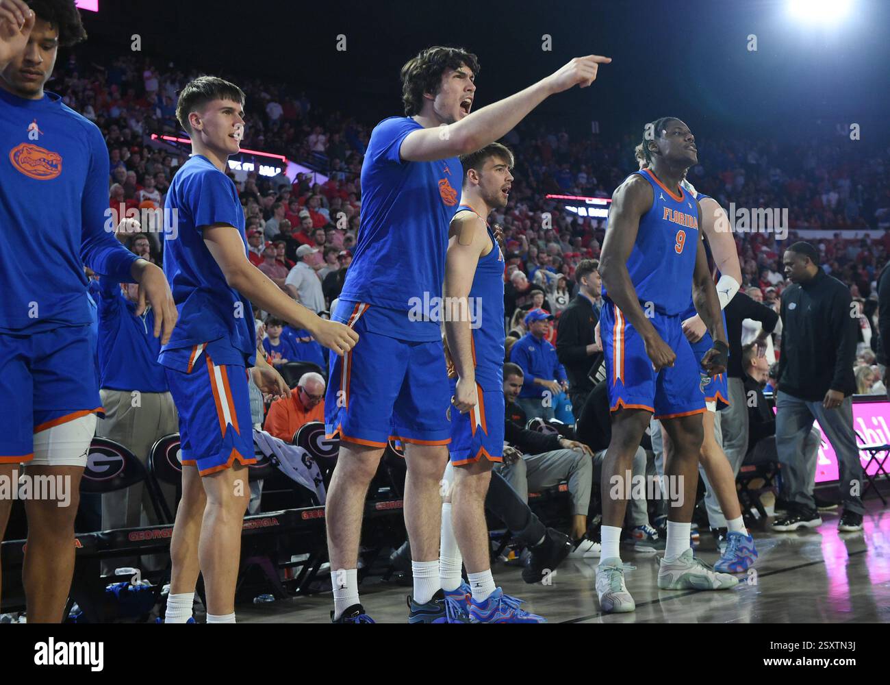 ATHENS, GA - FEBRUARY 25: The Florida Gators bench reacts to action on ...