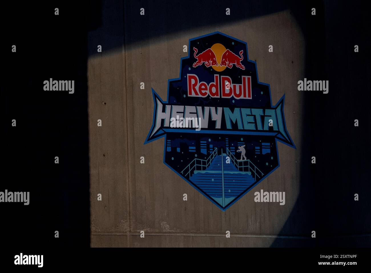 BOSTON, MA - FEBRUARY 22: A view of a Red Bull Heavy Metal logo during ...