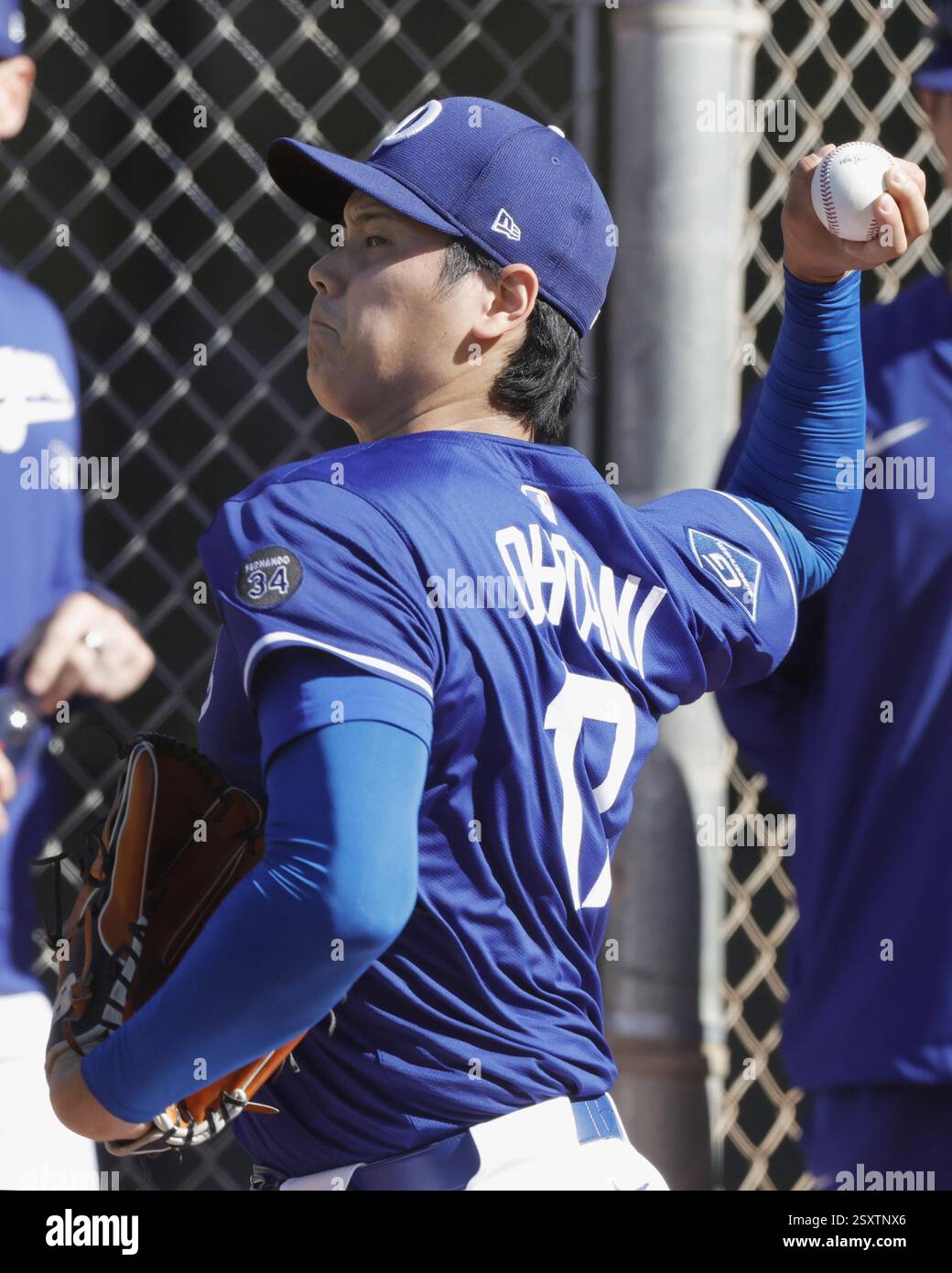 Los Angeles Dodgers two-way player Shohei Ohtani throws a bullpen ...