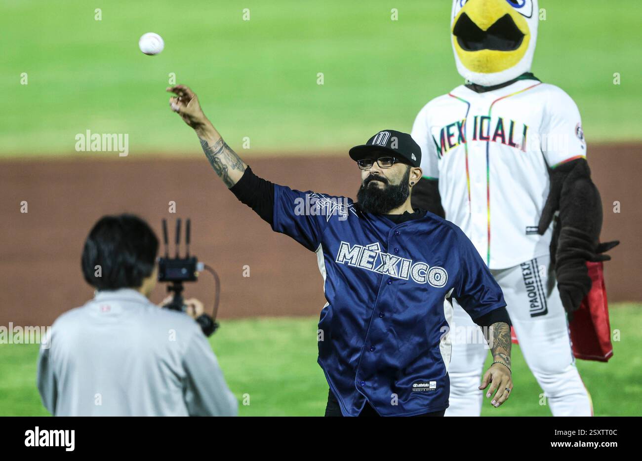 MEXICALI, MEXICO - FEBRUARY 7: Sergio Romo throws out the first pitch ...