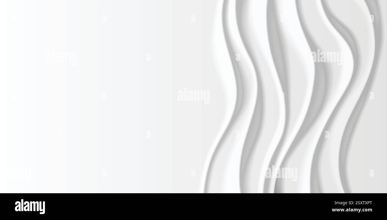 Abstract white wavy background with neumorphism effect. Smooth curves ...