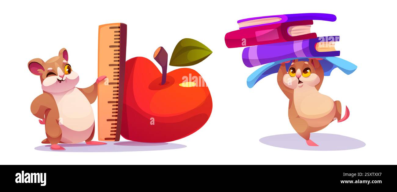 Cute hamster characters set isolated on white background. Vector ...