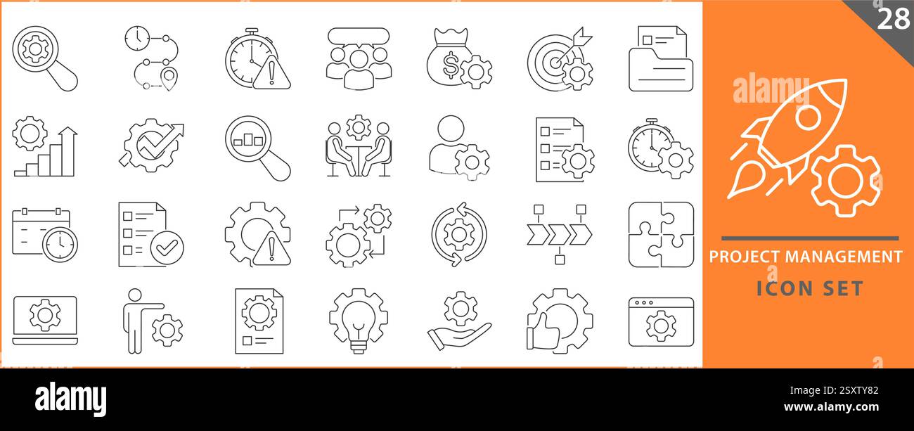 Project management icon collection. Time management and planning ...