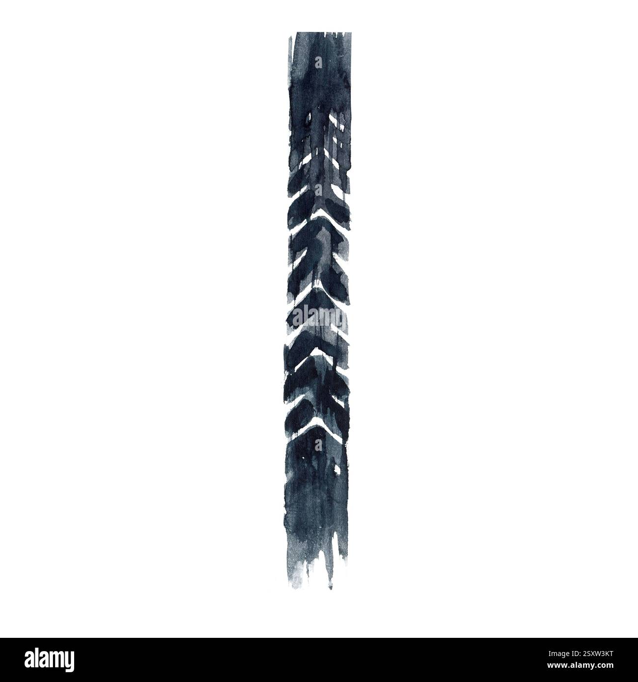 Wheel mark watercolor illustration. Motorbike tread. Hand drawn ...