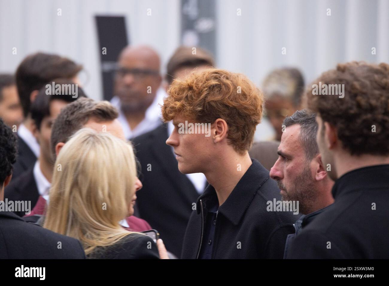 Jannik Sinner is seen leaving the Gucci fashion show during the Milan ...