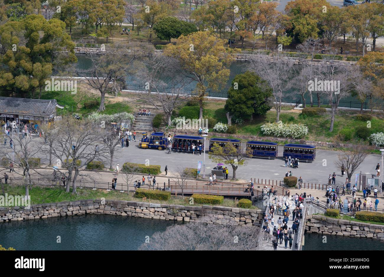 View of the park inside the Osaka Castle complex, a Japanese castle in ...
