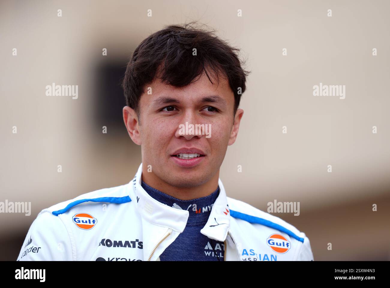 Williams driver Alex Albon on day one of pre-season testing at the ...