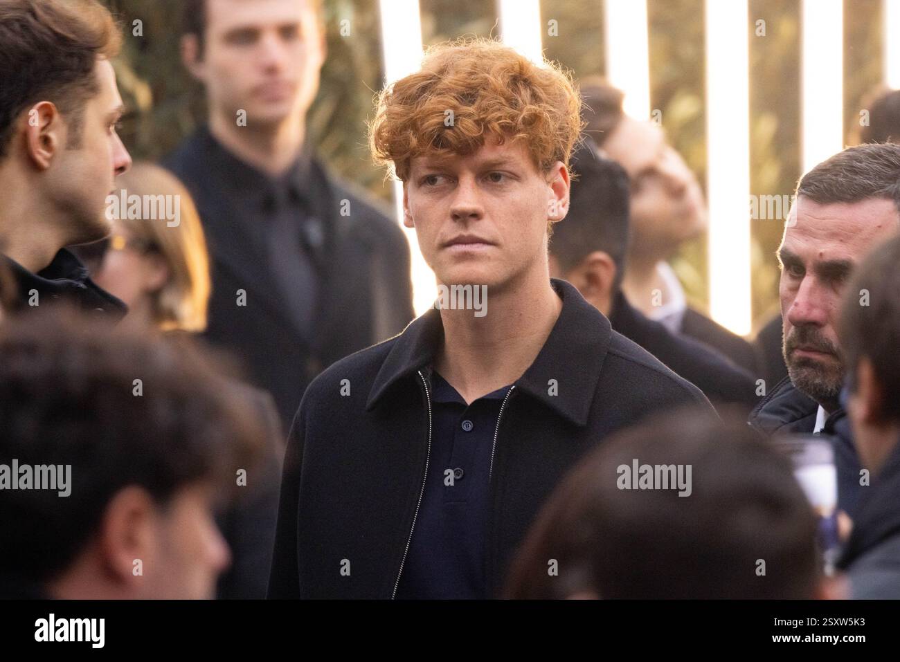 Milan, Italy. 25th Feb, 2025. Jannik Sinner is seen leaving the Gucci ...
