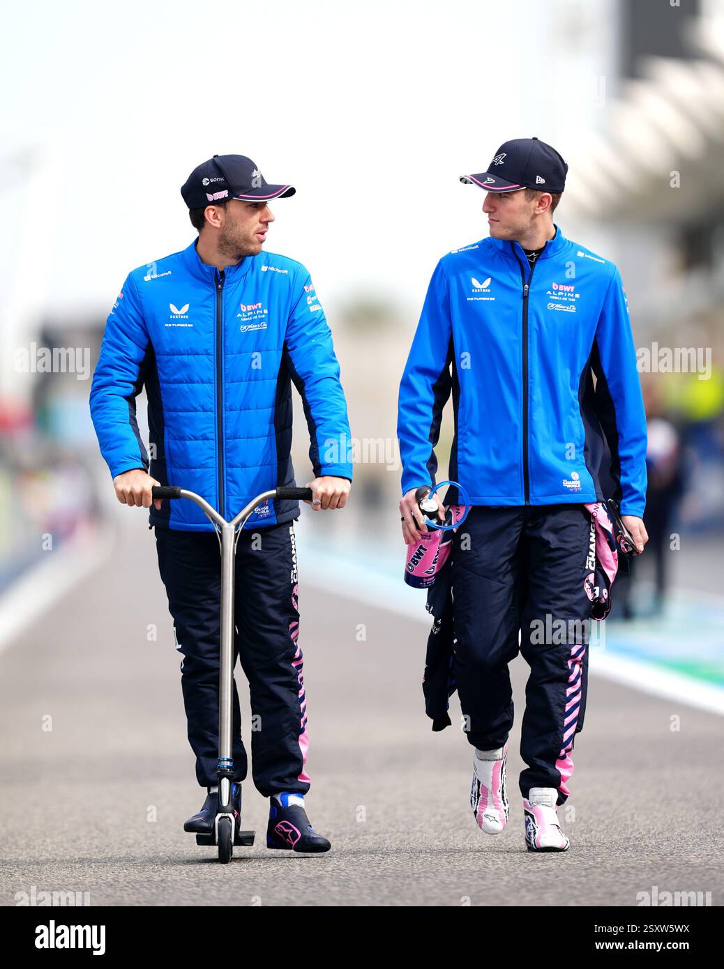 Alpine drivers Jack Doohan (right) and Pierre Gasly on day one of pre ...