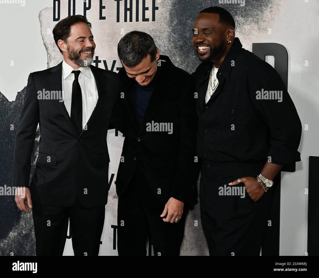 New York, USA. 25th Feb, 2025. (L-R) Peter Craig, Wagner Moura, and ...