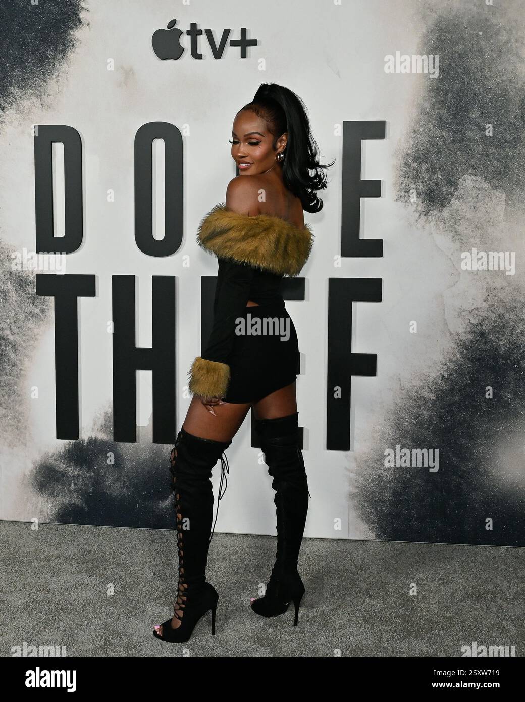 New York, USA. 25th Feb, 2025. Maryam Basir attends the premiere of Dope Thief at the Regal ...