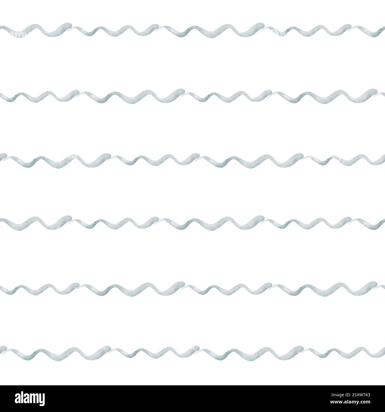 Watercolor pattern blue wavy stripes, lines, stylized. Seamless marine ...