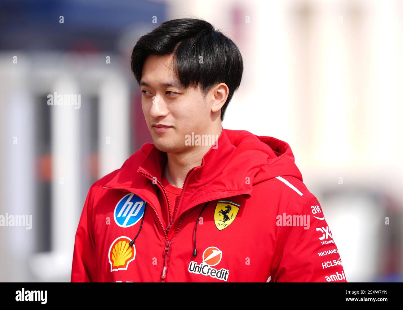 Ferrari reserve driver Zhou Guanyu on day one of pre-season testing at ...
