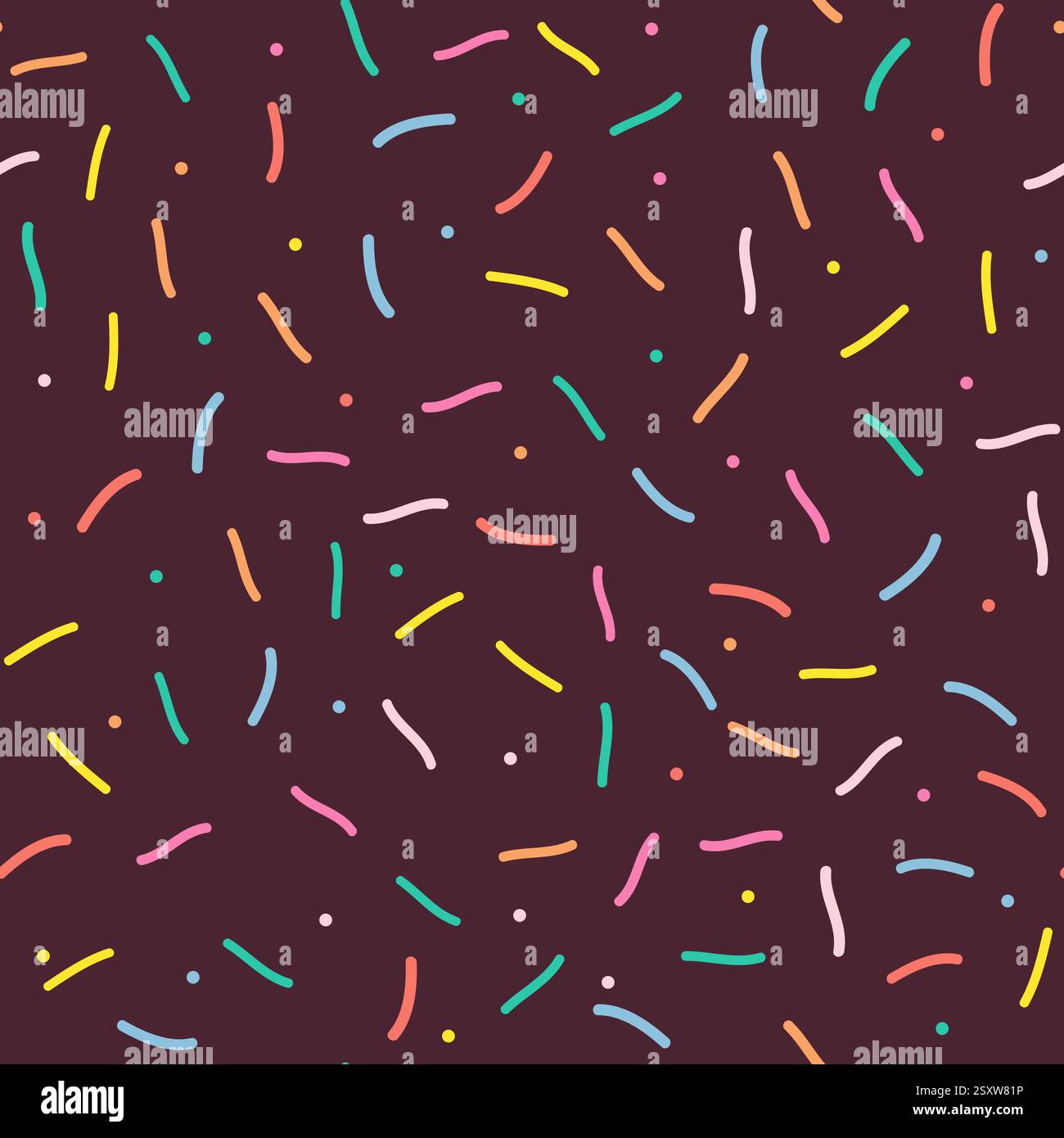 Sprinkle Pattern. Rainbow dotted lines on chocolate background. Small ...